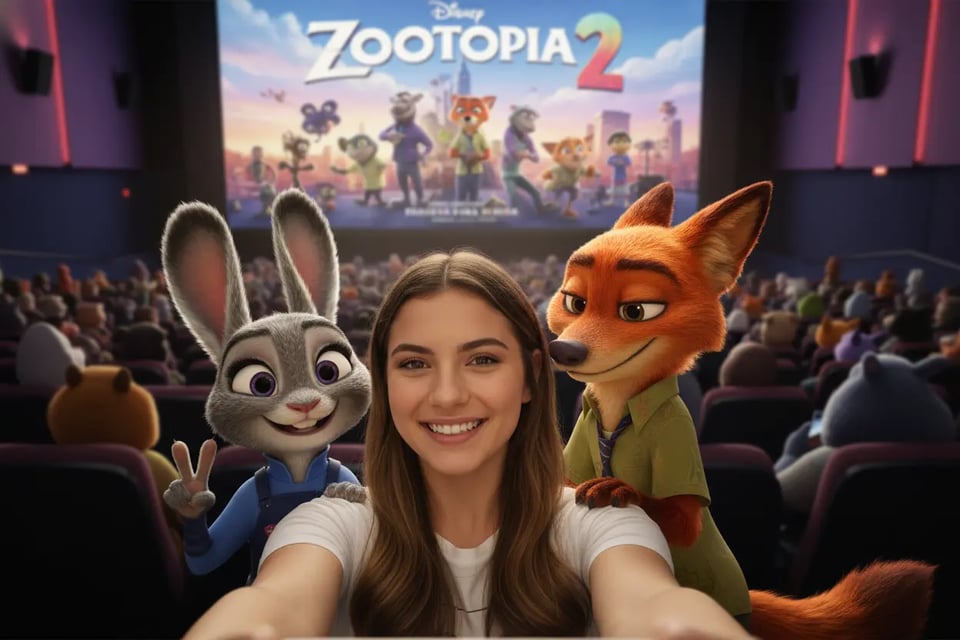 免费Zootopia 2滤镜 – 与朱迪和尼克双人合影 | Bylo AI
